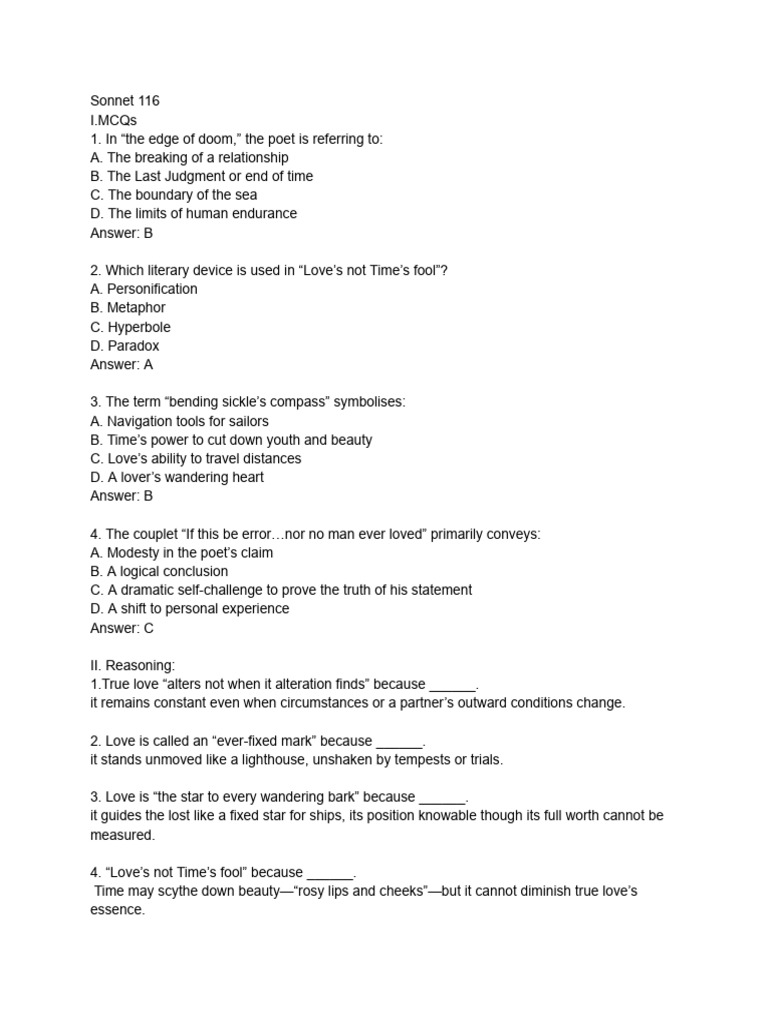 Sonnet 116 | PDF | Stanzaic Form | Composition & Creative Writing