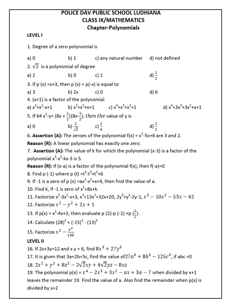 Polynomial Factorization and Evaluation | PDF | Polynomial | Factorization