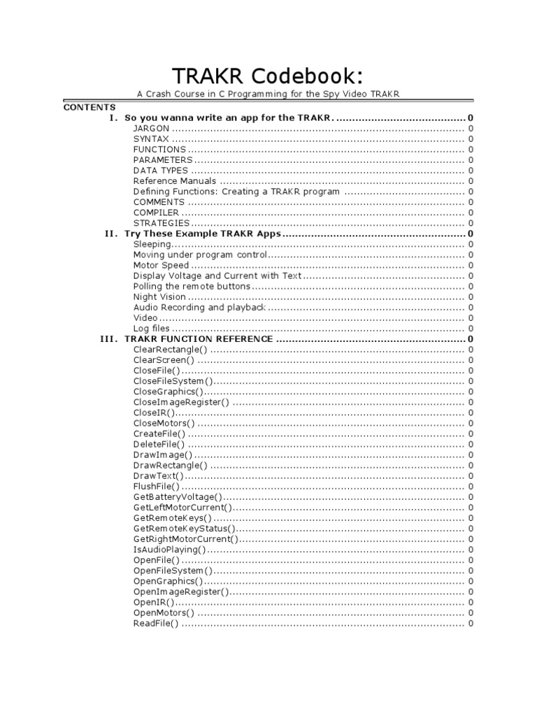 Trakr Programming Manual | PDF | Subroutine | Integer (Computer Science)