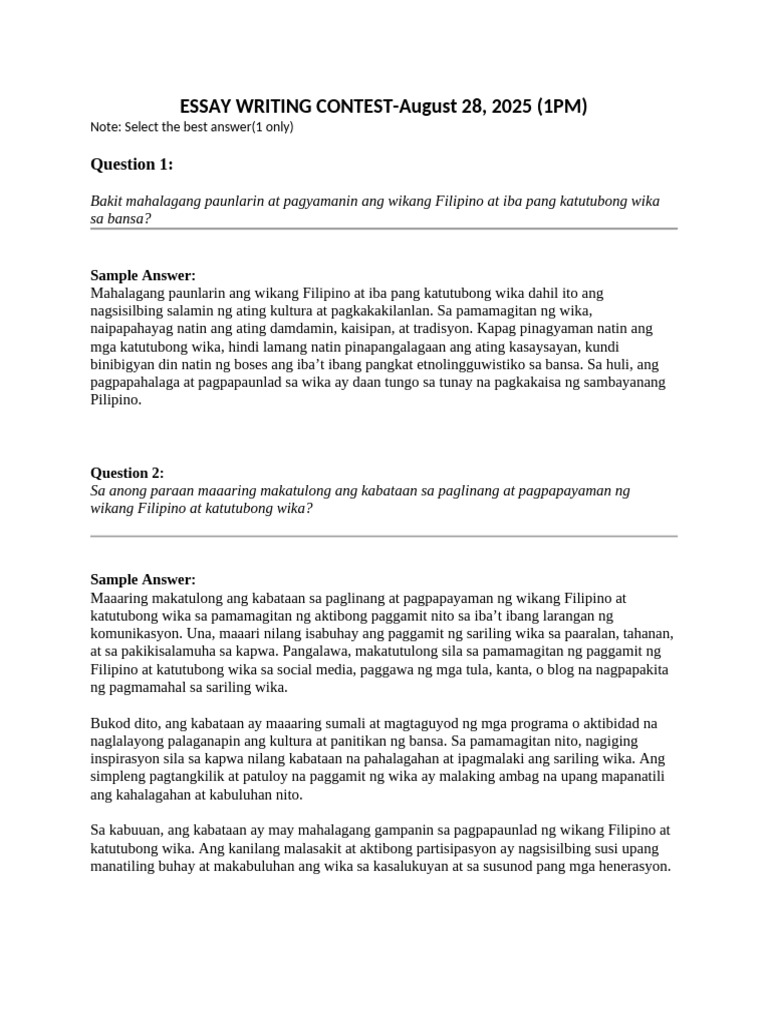 Essay Writing Contest | PDF