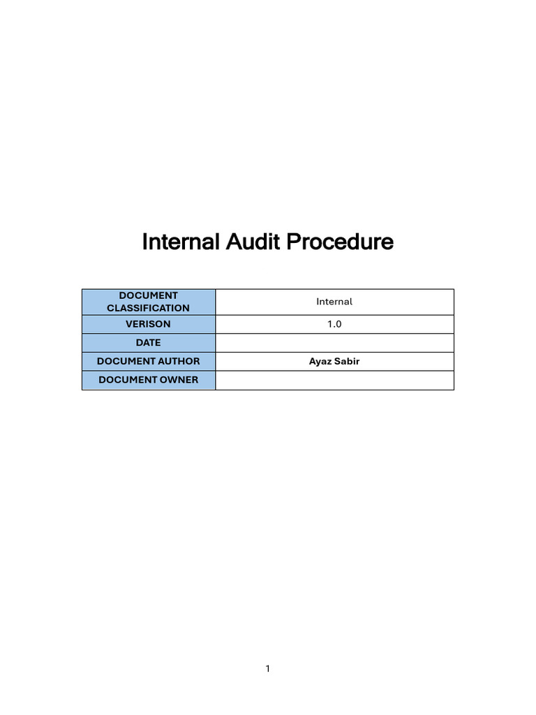 Internal Audit Procedure Template | PDF | Audit | Internal Audit