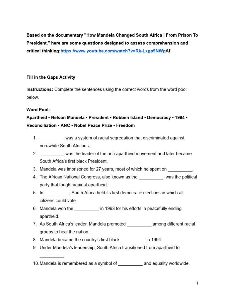 Mandela's Impact on South Africa's Democracy | PDF | Nelson Mandela ...