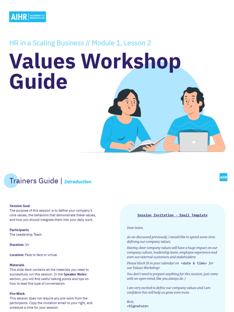Company Values Workshop Guide | PDF | Value (Ethics) | Cognition