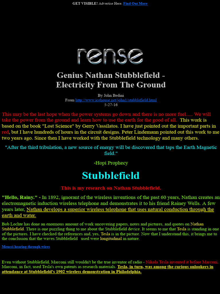 Nathan Stubblefield's Earth Battery Innovations | PDF | Nikola Tesla ...