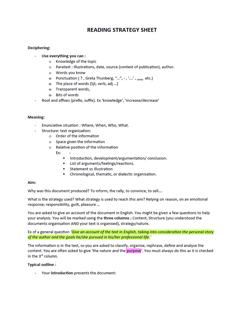 Reading Strategy Analysis Guide | PDF | Word | Human Communication