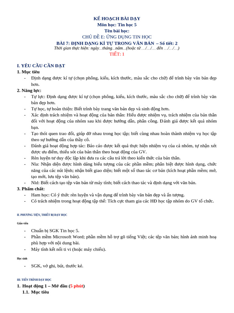 KH Day - Bai 7 | PDF