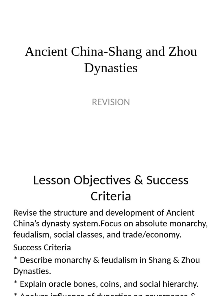 Chart of Shang and Zhou Dynasties | PDF | History Of China | China