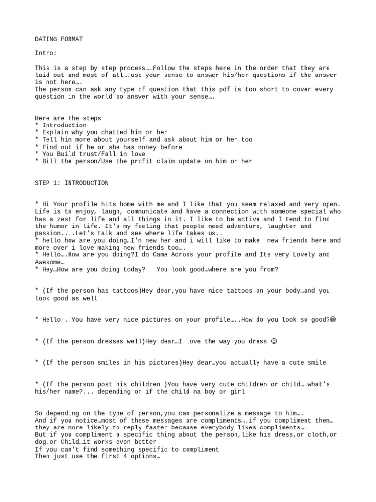 Dating Format: Step-by-Step Guide | PDF | Meal