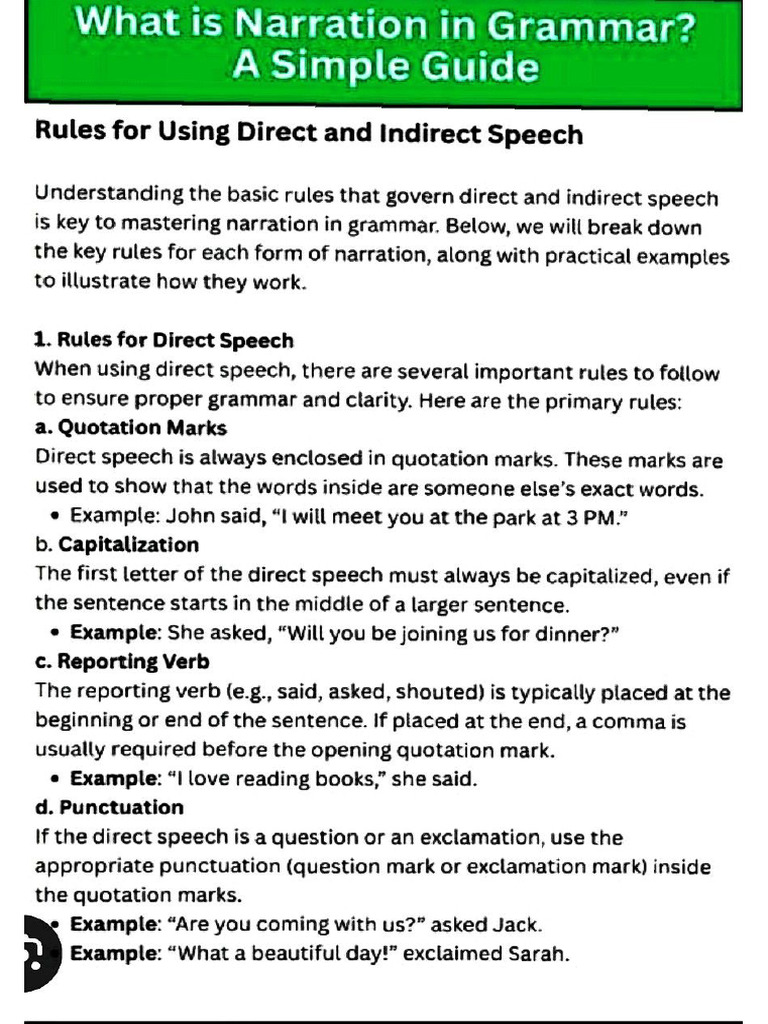 English Narration Class 11 For Cbse Exams | PDF