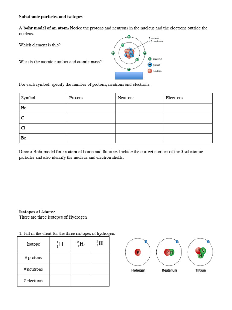 Atomic Structure and Isotopes - Student Worksheet | PDF | Isotope | Proton