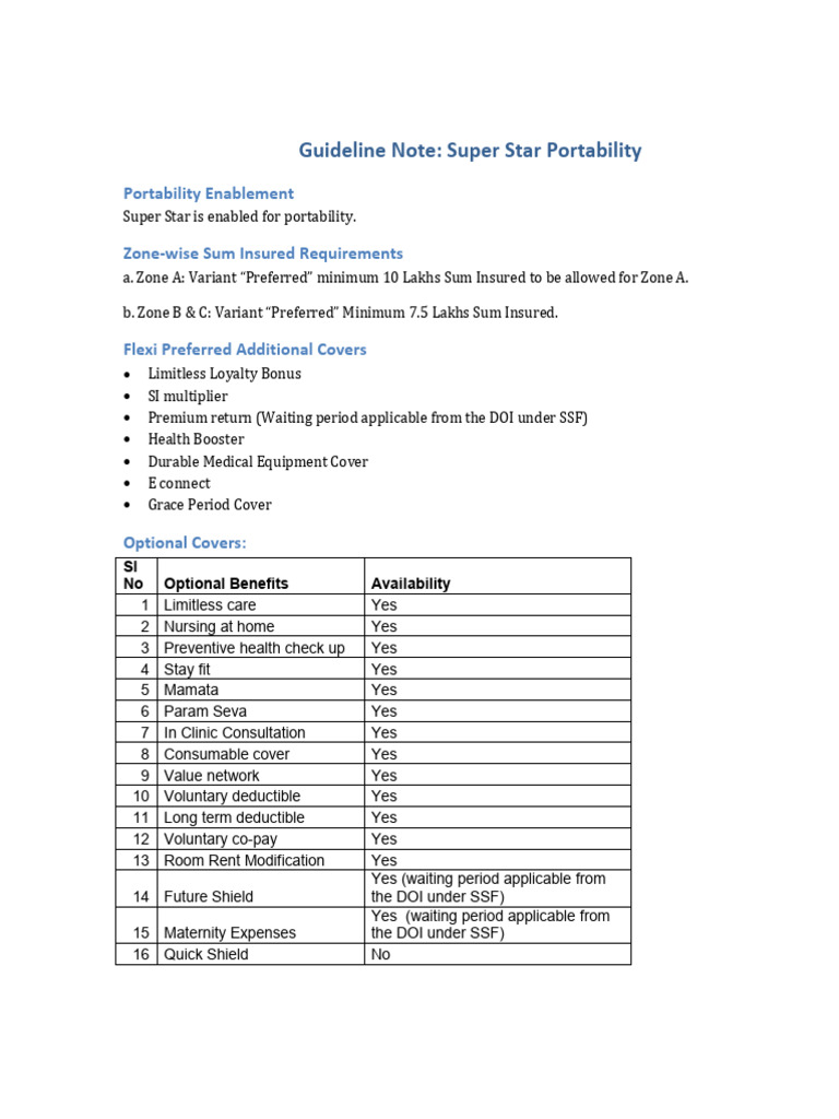 Super Star Portability Guidelines | PDF | Health Care | Medicine