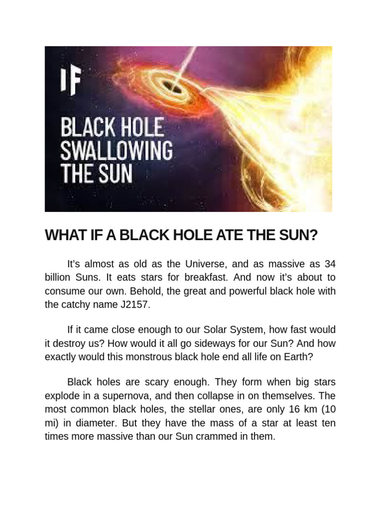 What If A Black Hole Ate The Sun | PDF | Black Hole | Stars