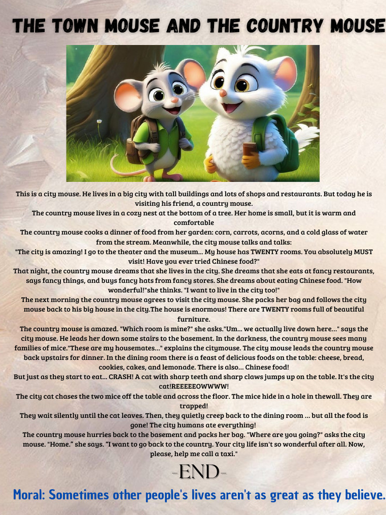 City Mouse vs. Country Mouse Tale | PDF | Mouse