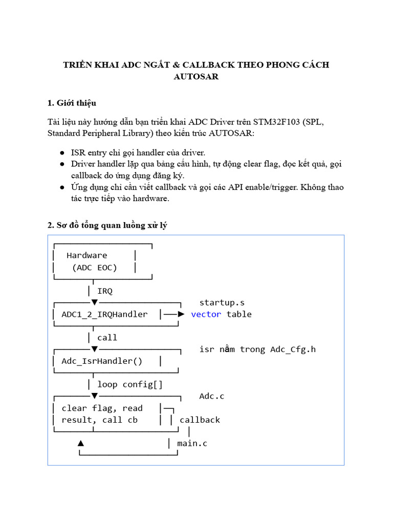 Triển Khai Adc Ngắt & Callback Theo Phong Cách Autosar | PDF