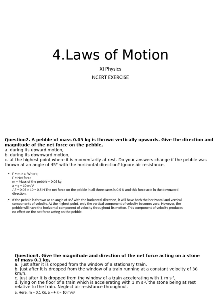 Net Force on a Pebble in Motion | PDF | Force | Acceleration