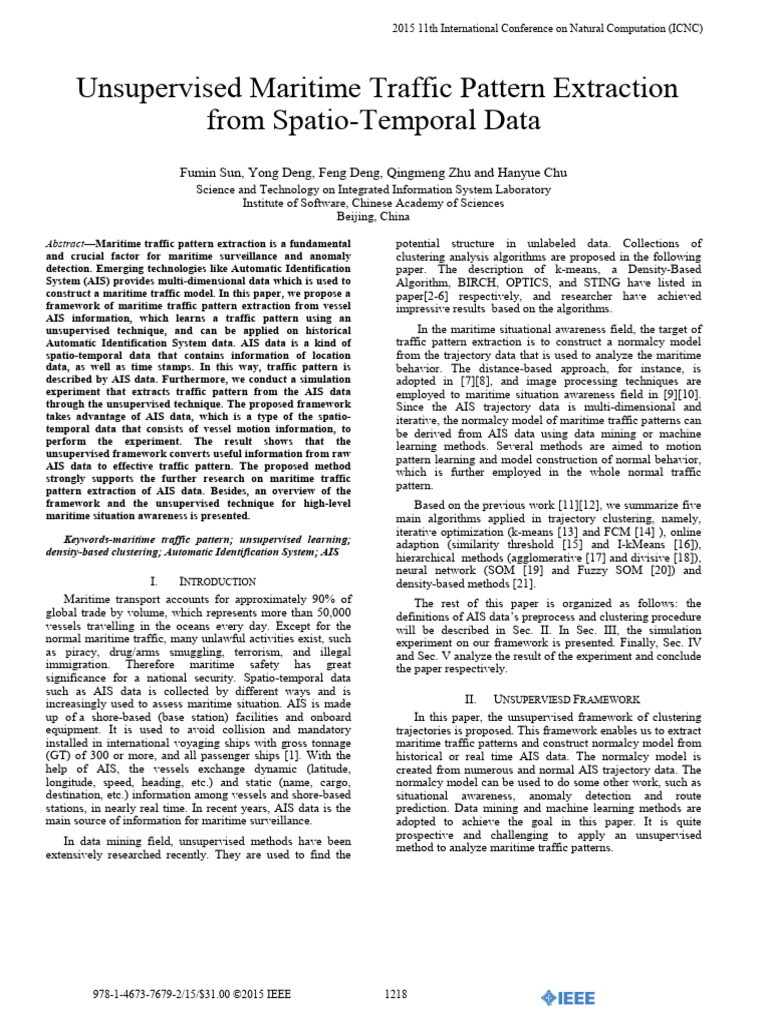 Unsupervised AIS Data Traffic Patterns | PDF | Cluster Analysis ...