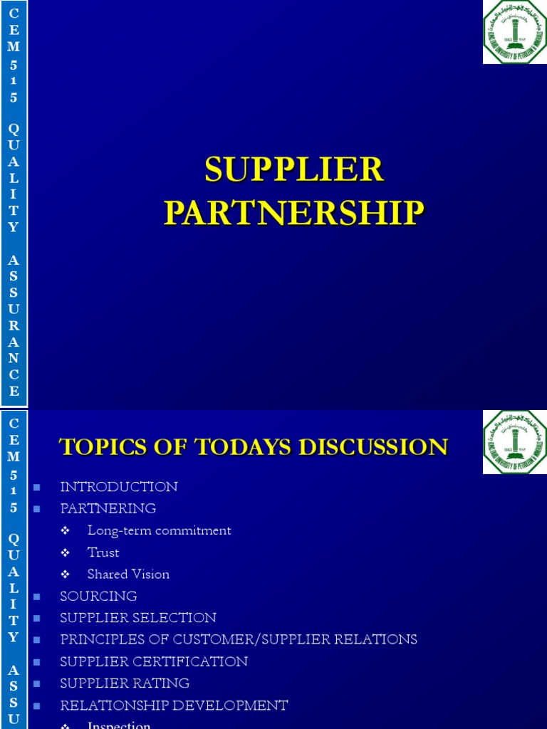 Supplier Partnership | PDF | Supply Chain | Procurement