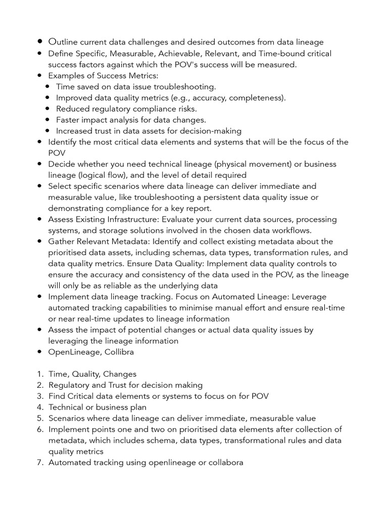 Collibra Data Lineage Success Metrics | PDF