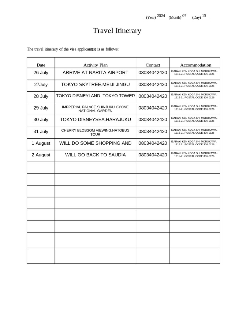 Japan Travel Plan | PDF