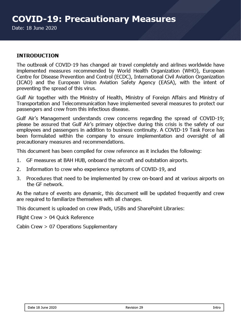 COVID-19 - Precautionary Measures Rev 29 | PDF | Aviation | Transport