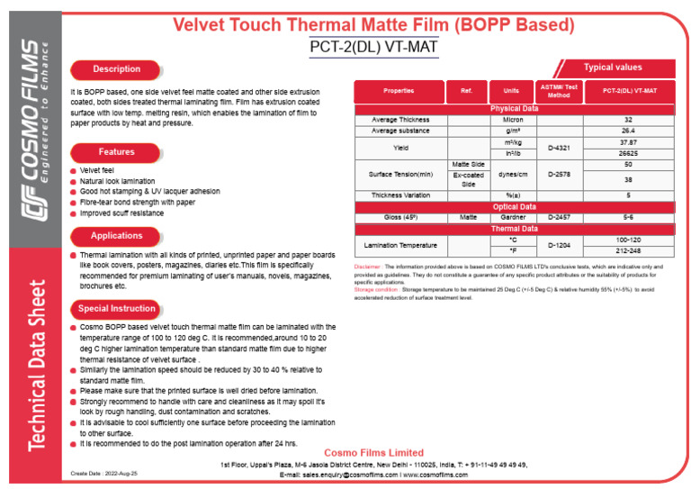 Velvet Touch Thermal Matte Film Guide | PDF | Lamination | Paper