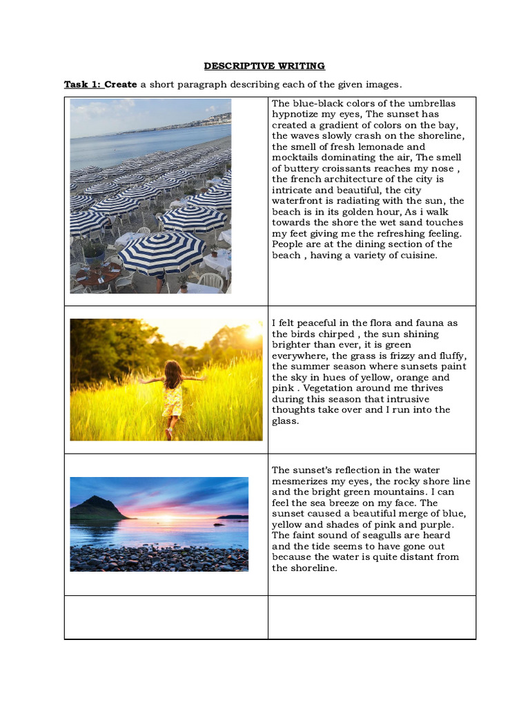 Descriptive Writing Techniques in English | PDF