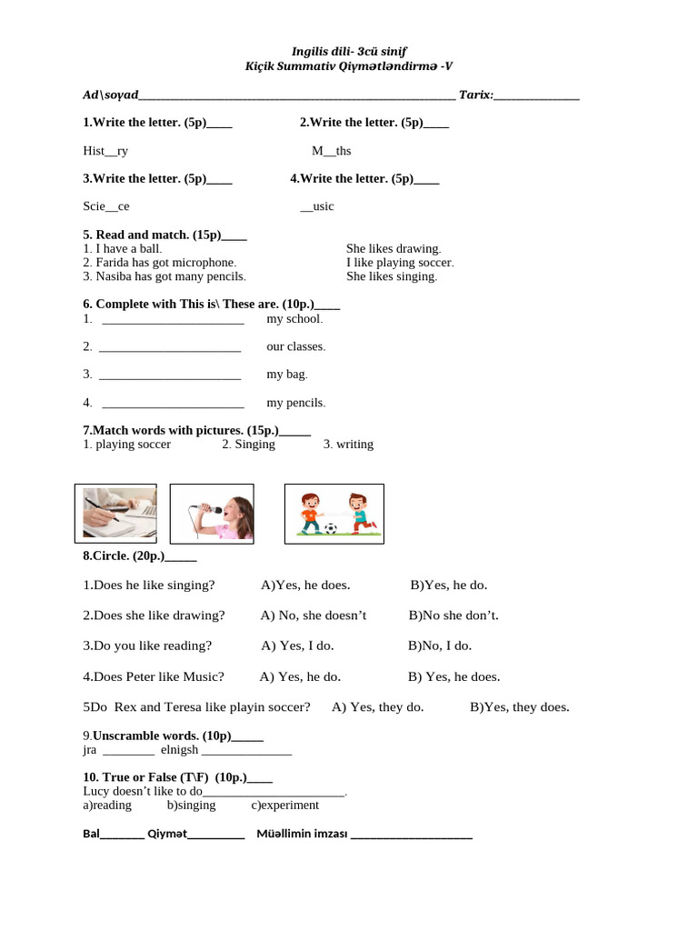3rd Grade English Summative Assessment | PDF