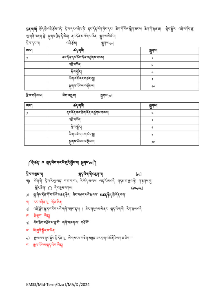 Mid-Term Model Answers (X-Dzo.I) | PDF