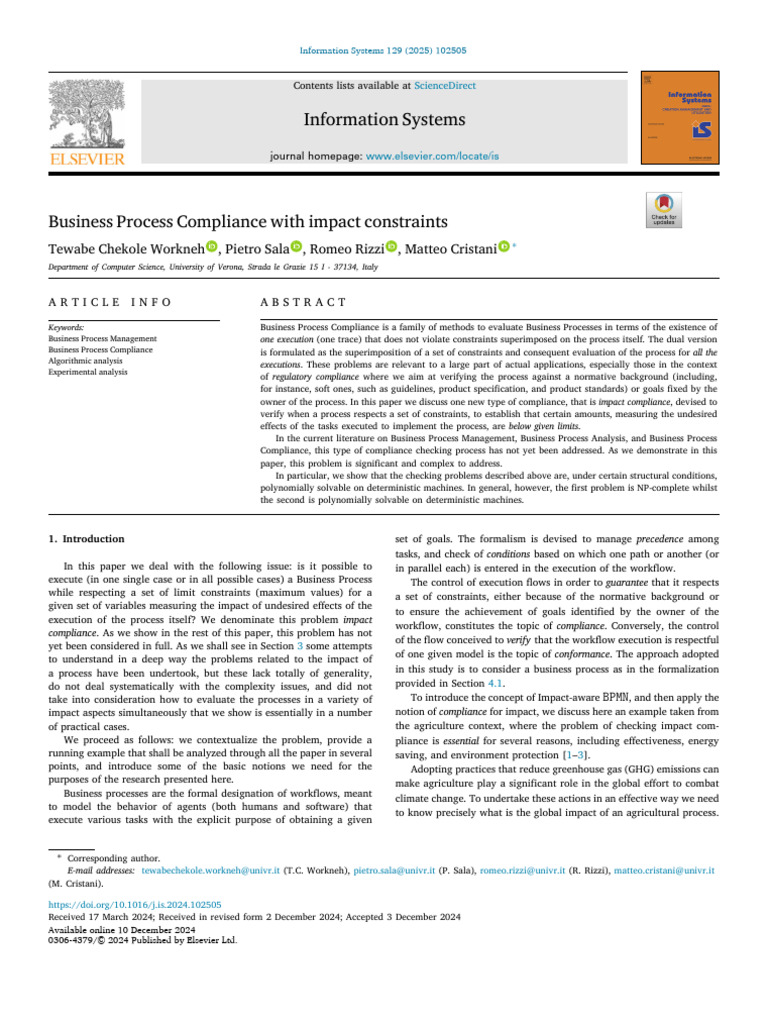 Business Process Compliance With Impact Constraints 2025 Information ...