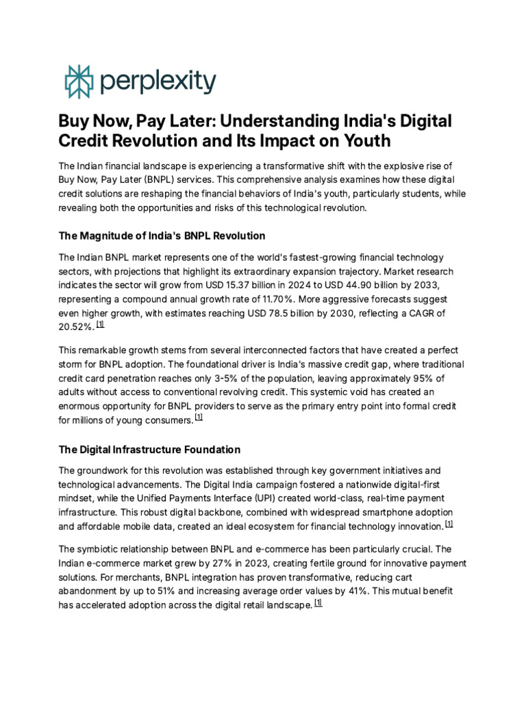 Buy Now, Pay Later - Understanding India's Digital | PDF | Credit ...