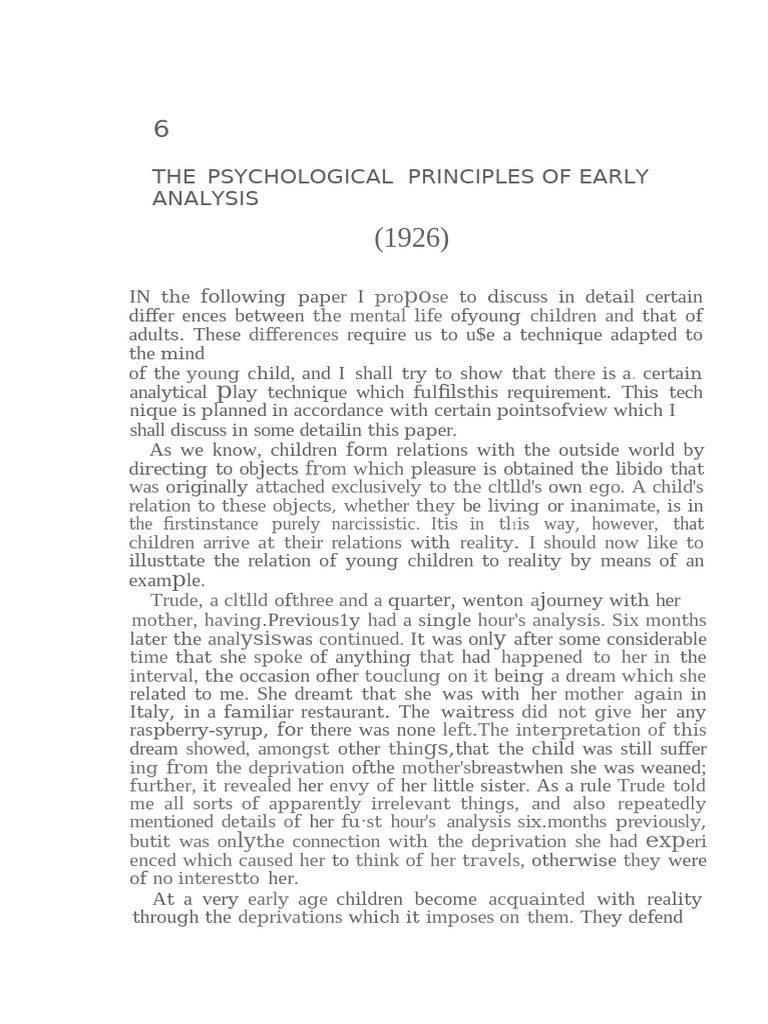 6.the Psychological Principles of Early Analysis | PDF | Psychoanalysis ...