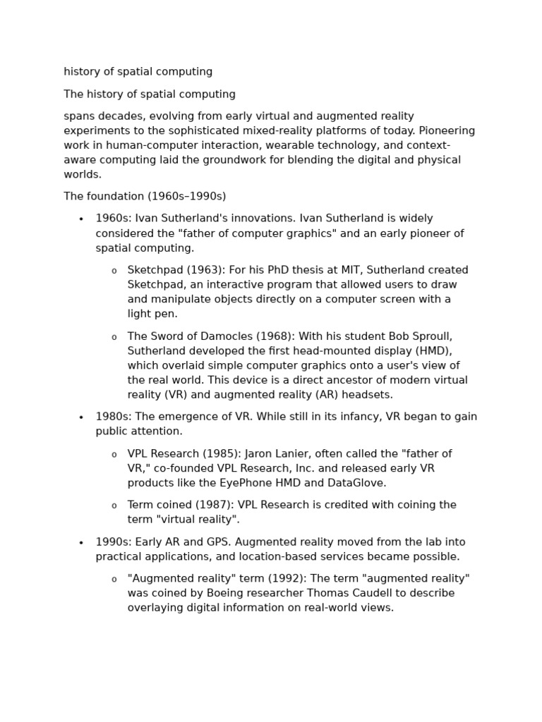 History of Spatial Computing | PDF | Virtual Reality | Augmented Reality