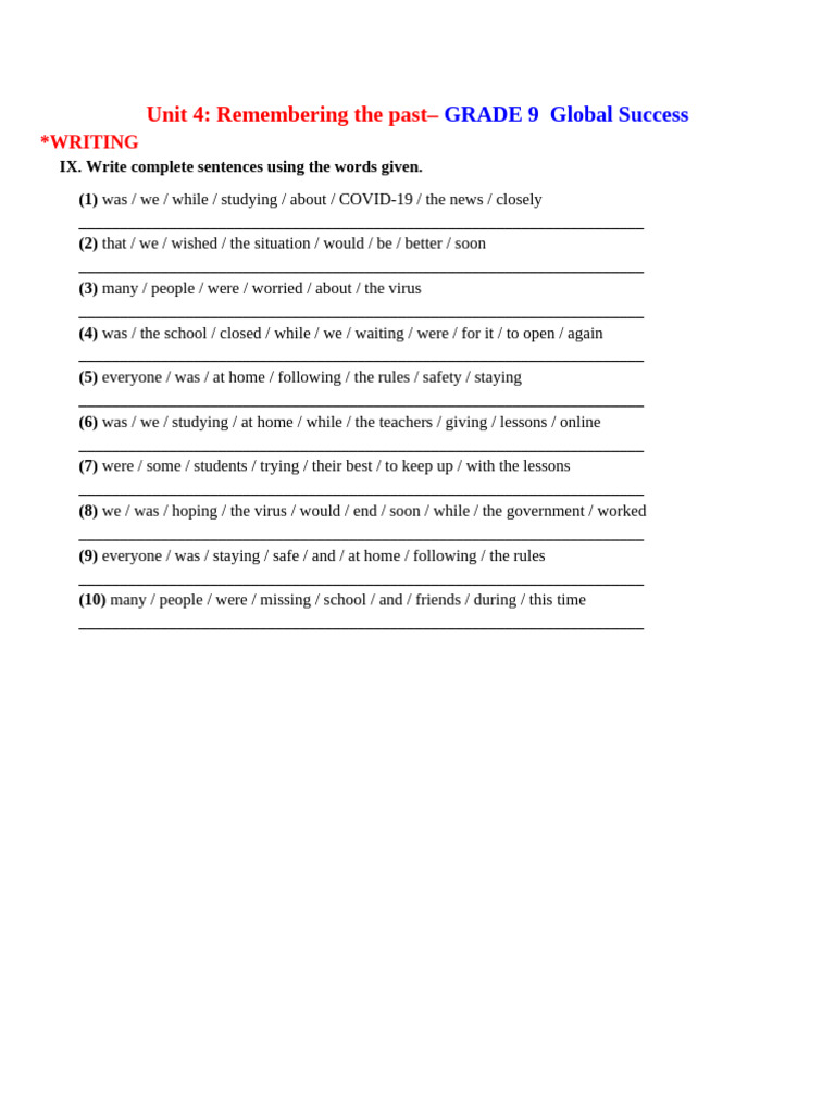 Grade 9 Writing on COVID-19 Impact | PDF