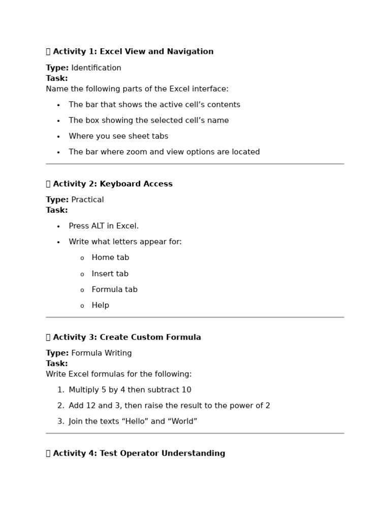 ? Activity 1 | PDF | Microsoft Excel | Computing