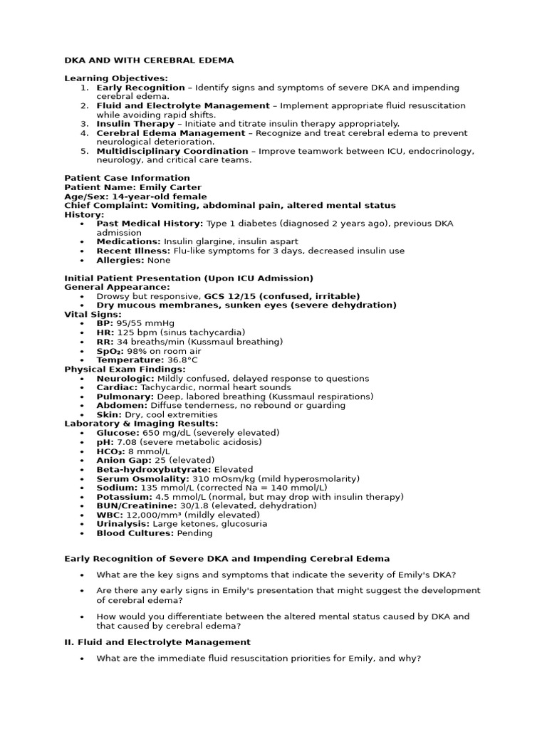 Dka and With Cerebral Edema 105603 | PDF | Diseases And Disorders ...