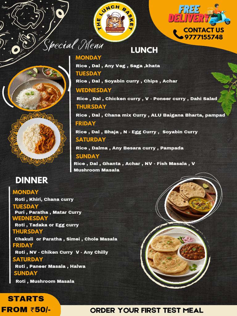 Weekly Meal Delivery Menu | PDF