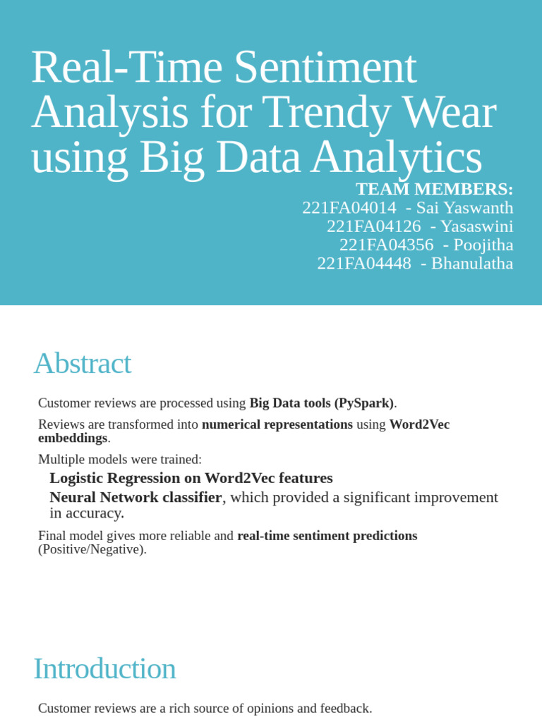 Real-Time Sentiment Analysis For Trendy Wear Using Big | PDF | Deep ...