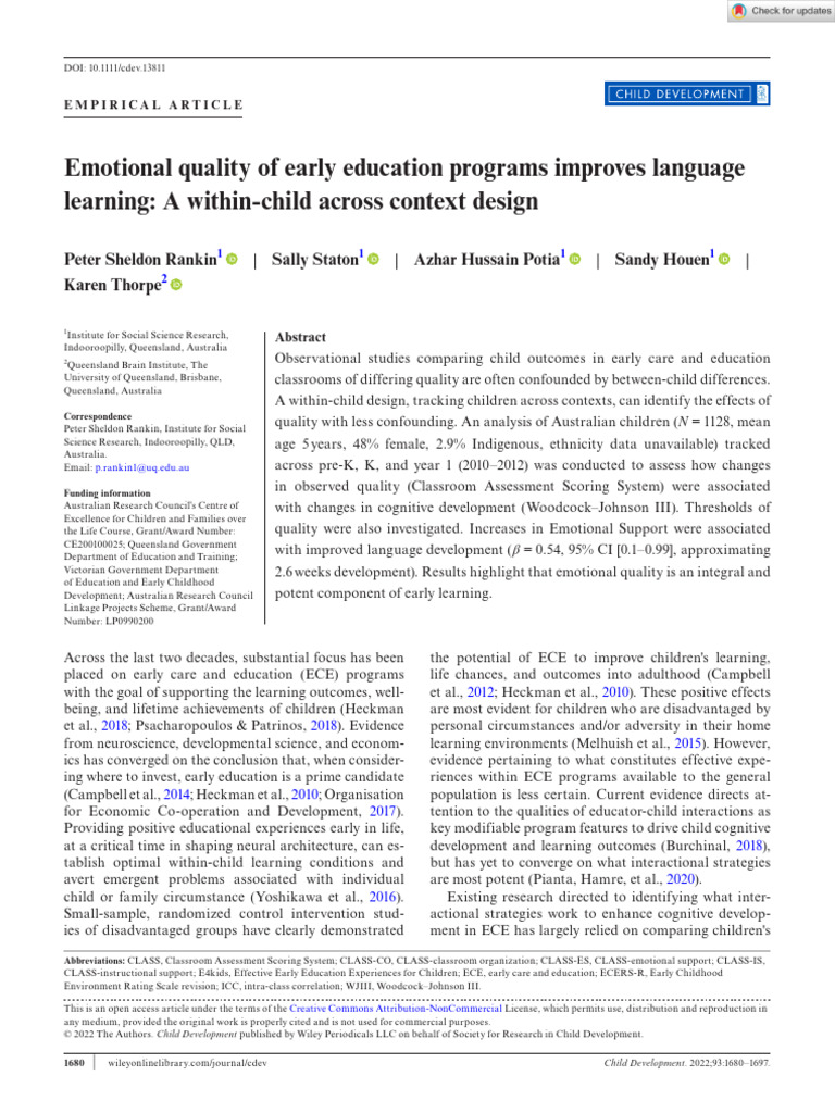 4.child Development - 2022 - Rankin - Emotional Quality of Early Education Programs Improves ...