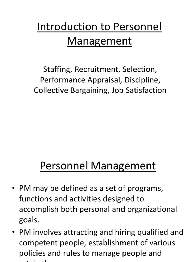 Introduction To Personnel Management | PDF | Job Satisfaction ...