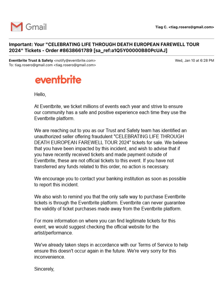 Important: Your "Celebrating Life Through Death European Farewell Tour ...
