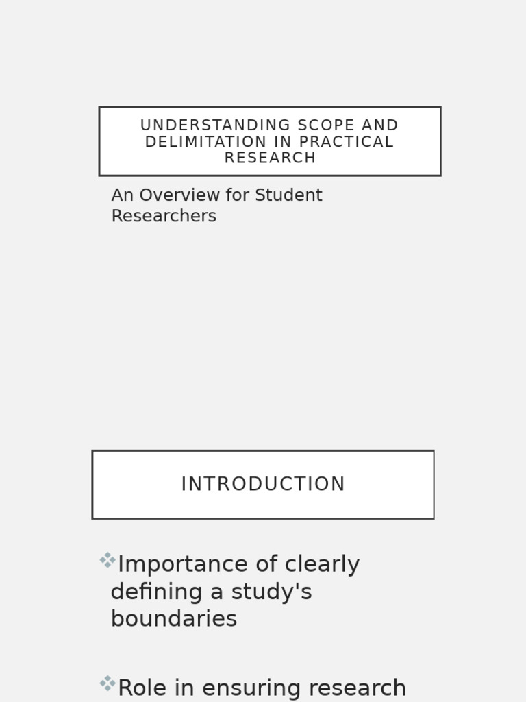 Scope and Delimitation in Research | PDF | Scope (Computer Science ...