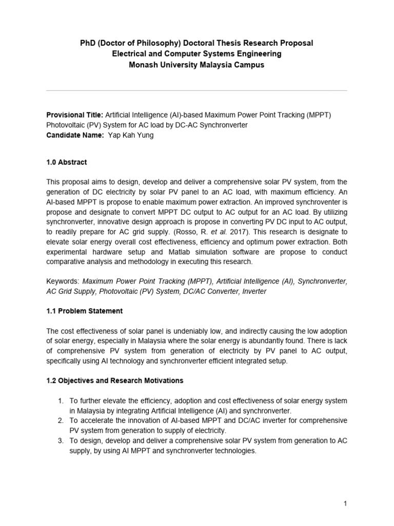 Sample Research Proposal | PDF | Photovoltaics | Photovoltaic System