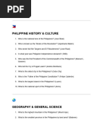 Philippine Trivia Questions and Answers | PDF | Philippines