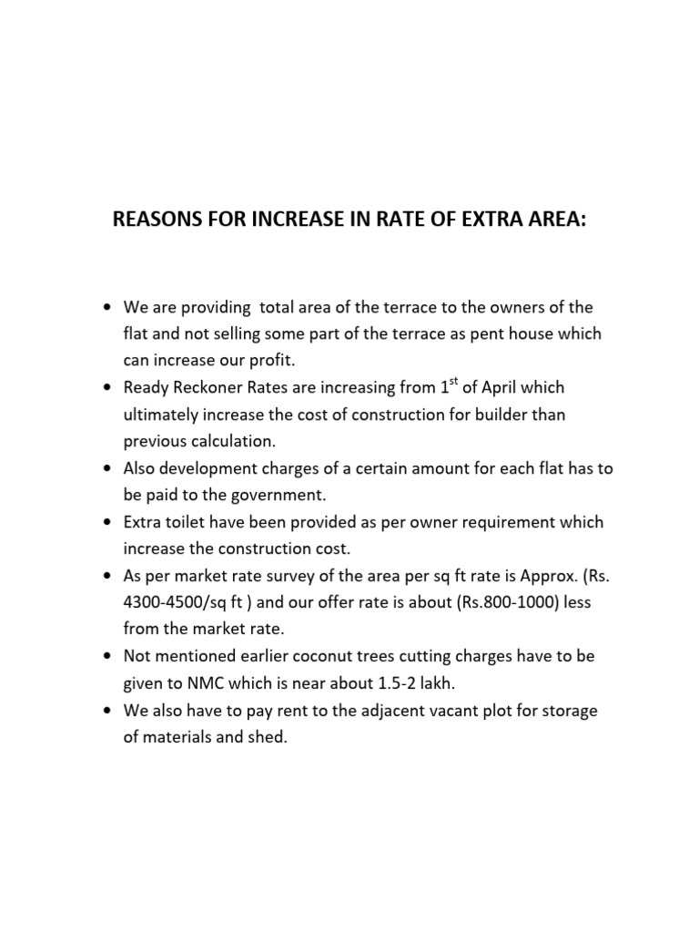 Reasons For Increase in Rate of Extra Area | PDF