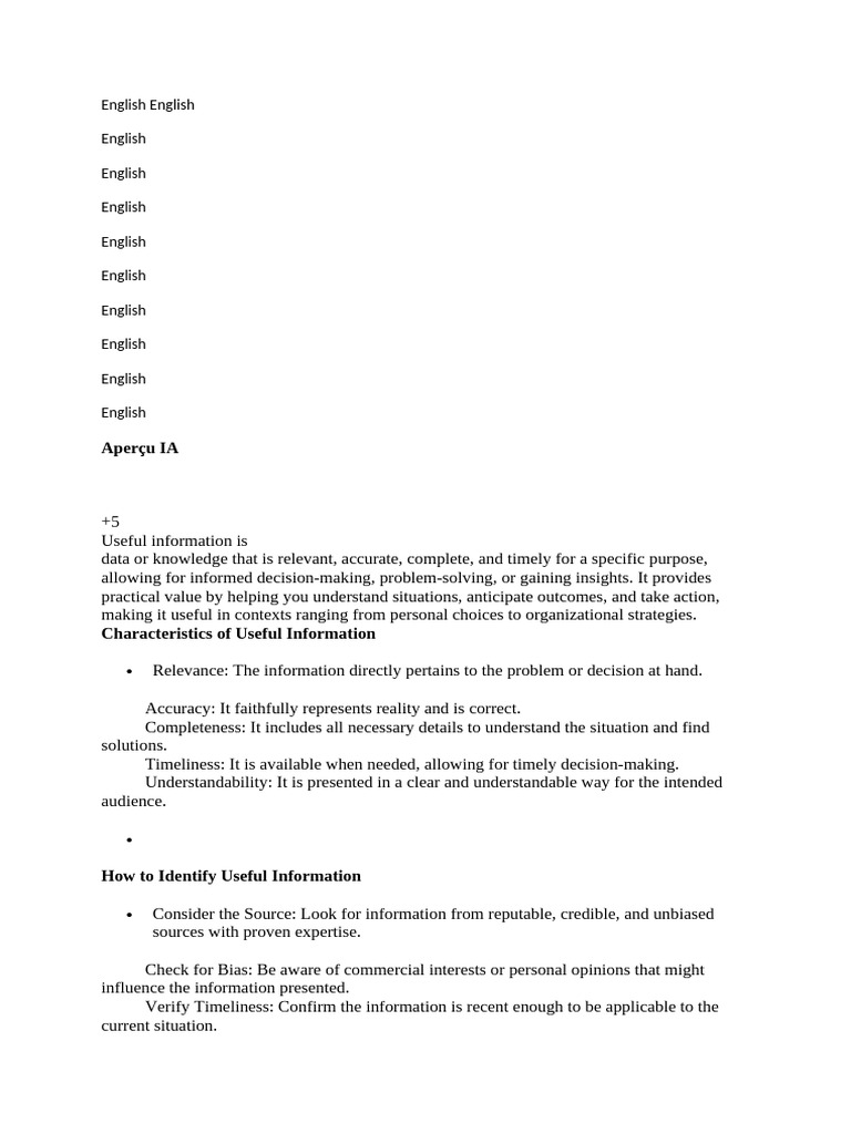 Characteristics of Useful Information | PDF