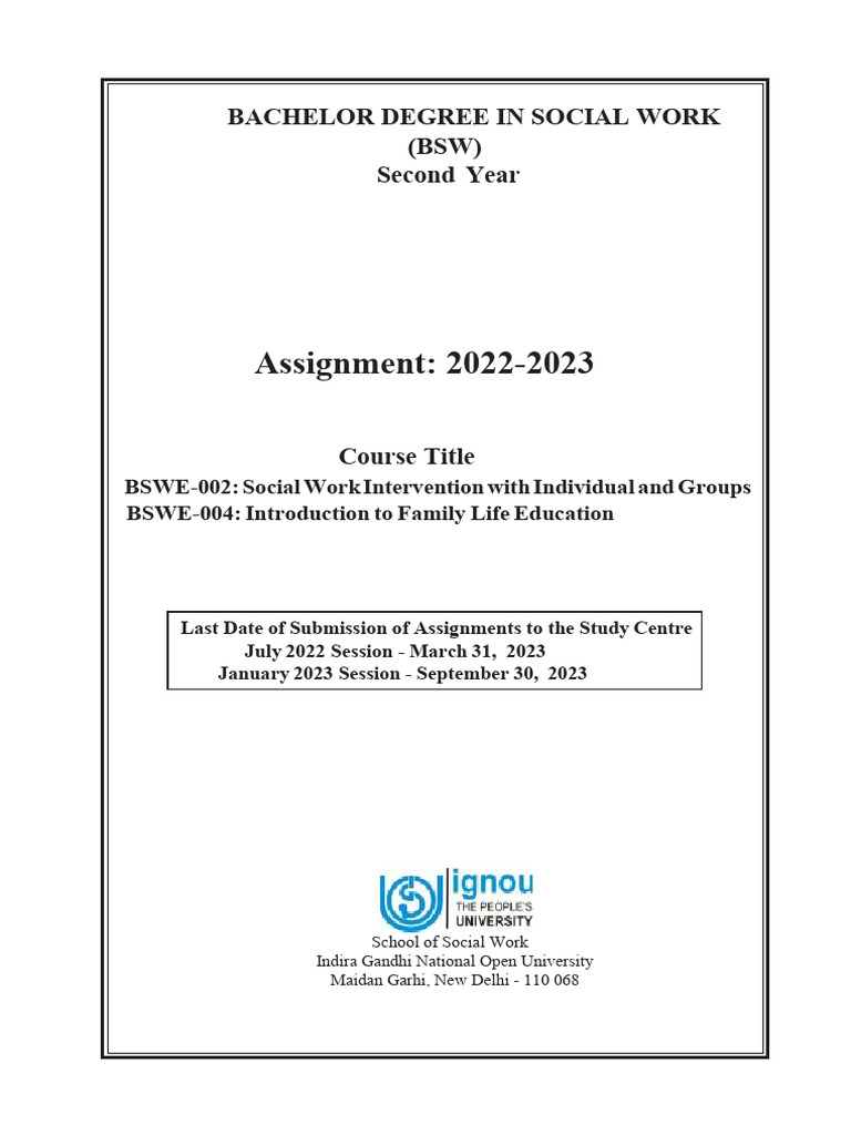 BSW 1st Year Assignment Guidelines | PDF | Social Work | Liberal Arts ...