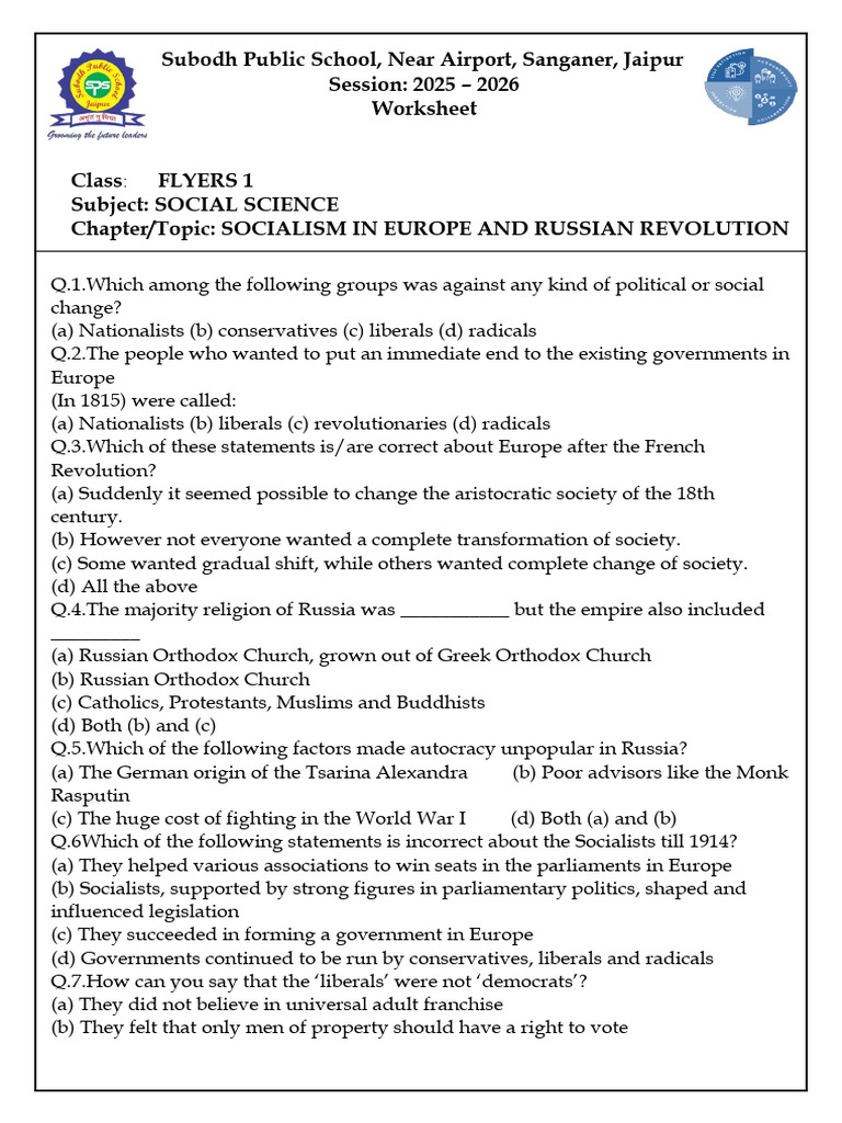 Socialism and the Russian Revolution Worksheet | PDF | Russian ...