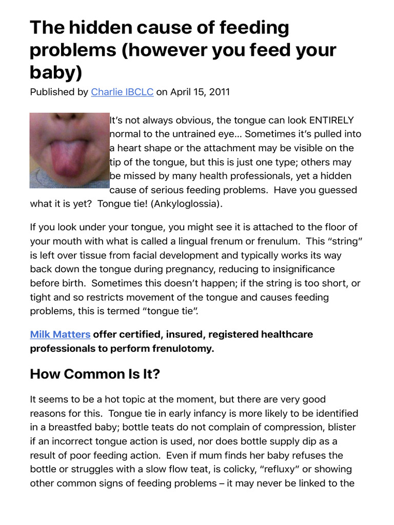 Hidden Cause of Feeding Problems (However You Feed Your Baby) | PDF ...