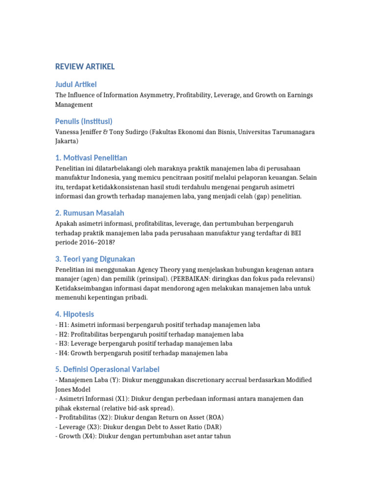 Review Jurnal Asimetri Revisi PembahasanLengkap | PDF