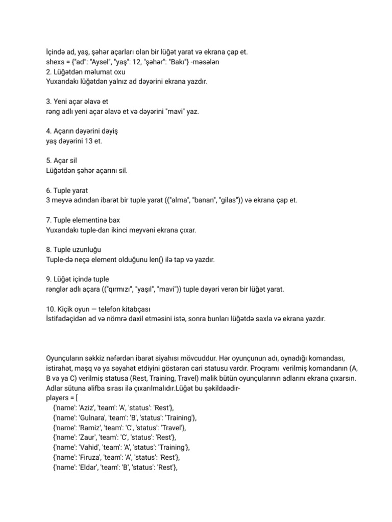 Lüğət Tuple | PDF